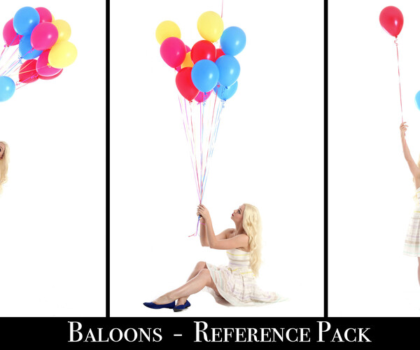 ArtStation - x106 Girl with balloons - Pose Reference Pack | Resources