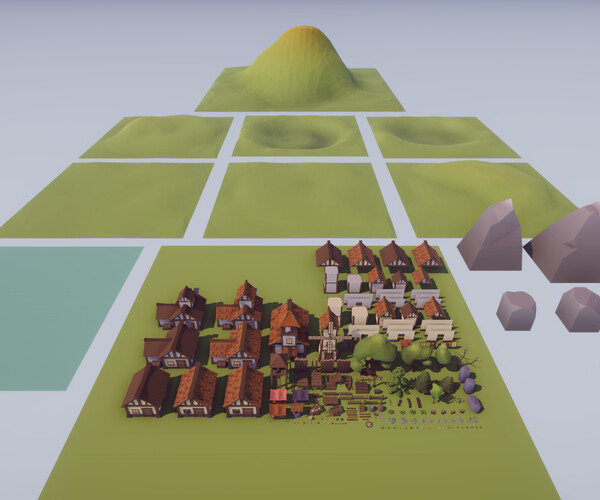 ArtStation - Low Poly Medieval Village - Asset for Unity 3D, Map and Models | Game Assets