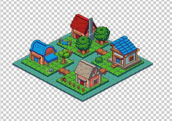 ArtStation - Isometric Village Tileset | Game Assets