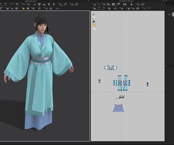 ArtStation - Ancient chinese characters HANFU suit Marvelous Designer project character clothing ...