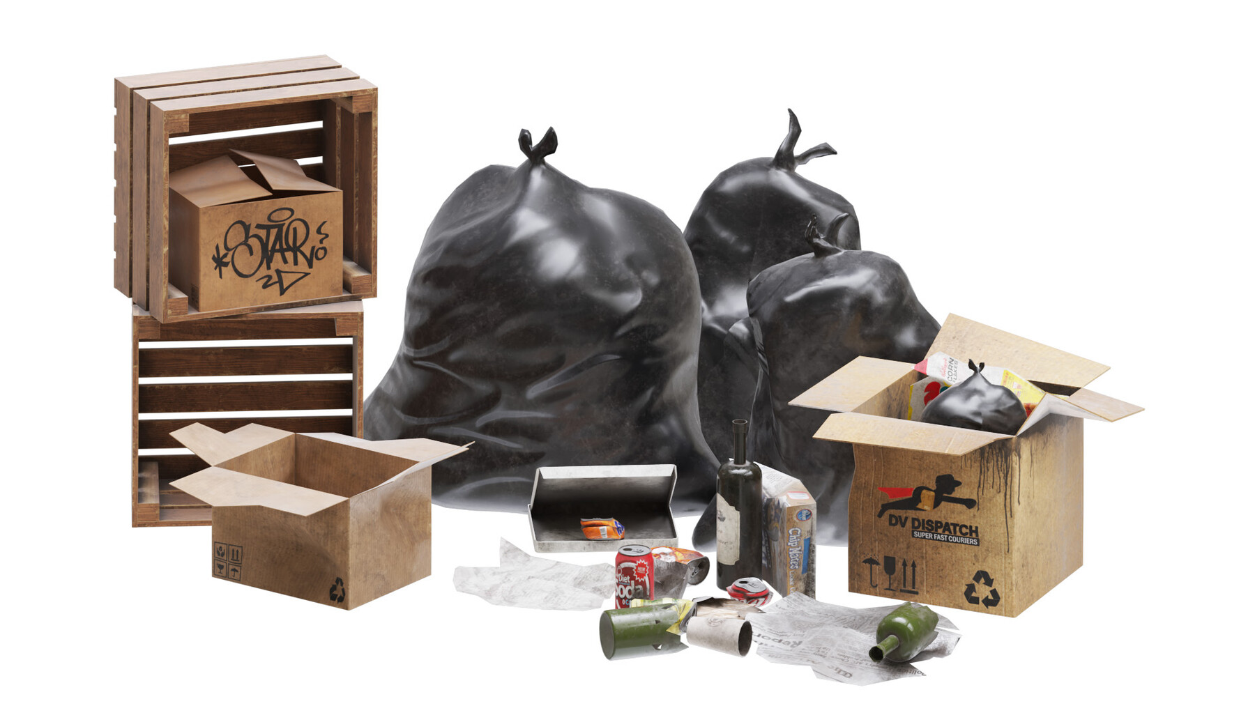 ArtStation - Garbage collection Low Poly PBR | Game Assets