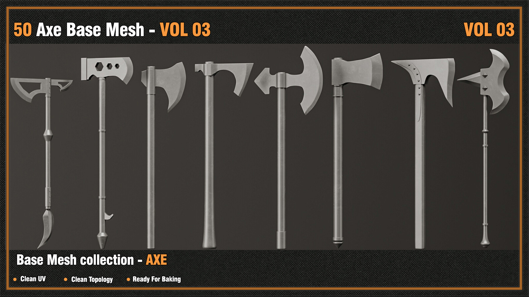 ArtStation - 50 Axe Base Mesh - VOL 03 ( Game Ready ) | Resources