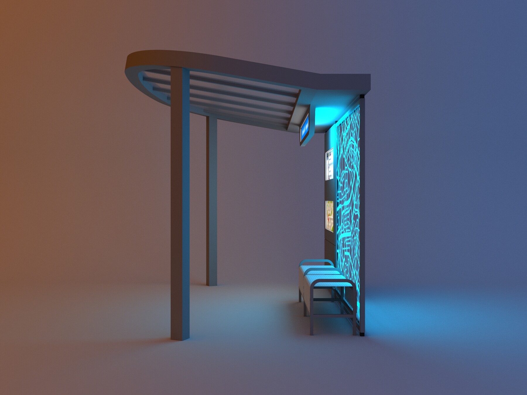 ArtStation - Modern public transit station - bus stop | Game Assets