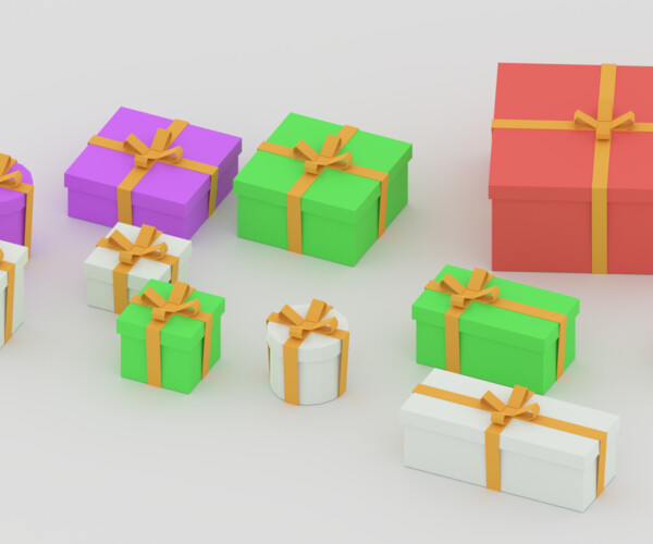 ArtStation - Low Poly Cartoon Simple Gift Boxes | Resources