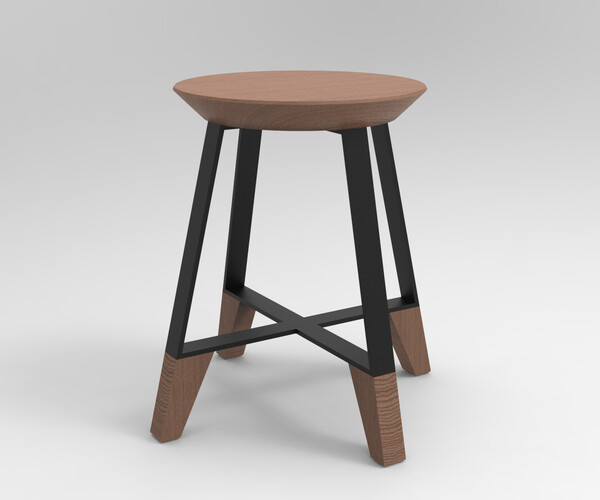 ArtStation - Chair, Wood an Metal Stool, Minimalist Stool | Game Assets