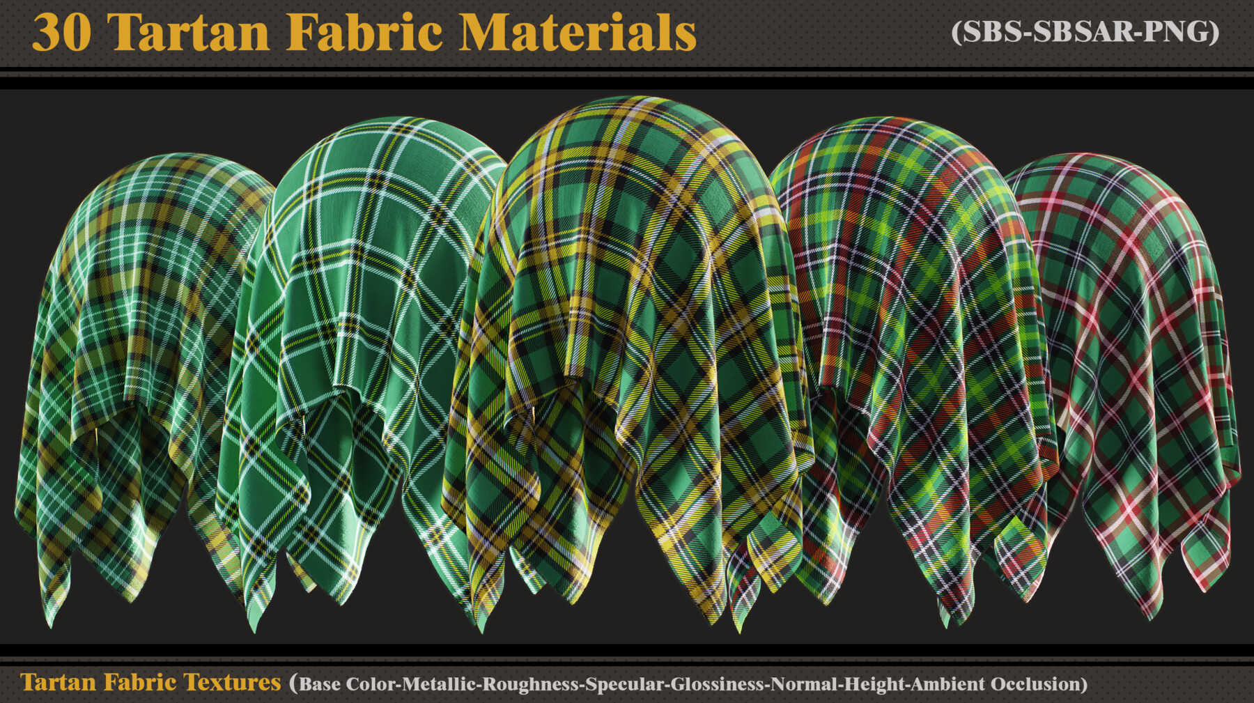ArtStation - 30 Tartan Fabric Materials + Textures | Resources
