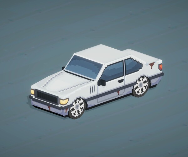 ArtStation - Old Gray Car Coupe Low Poly | Game Assets