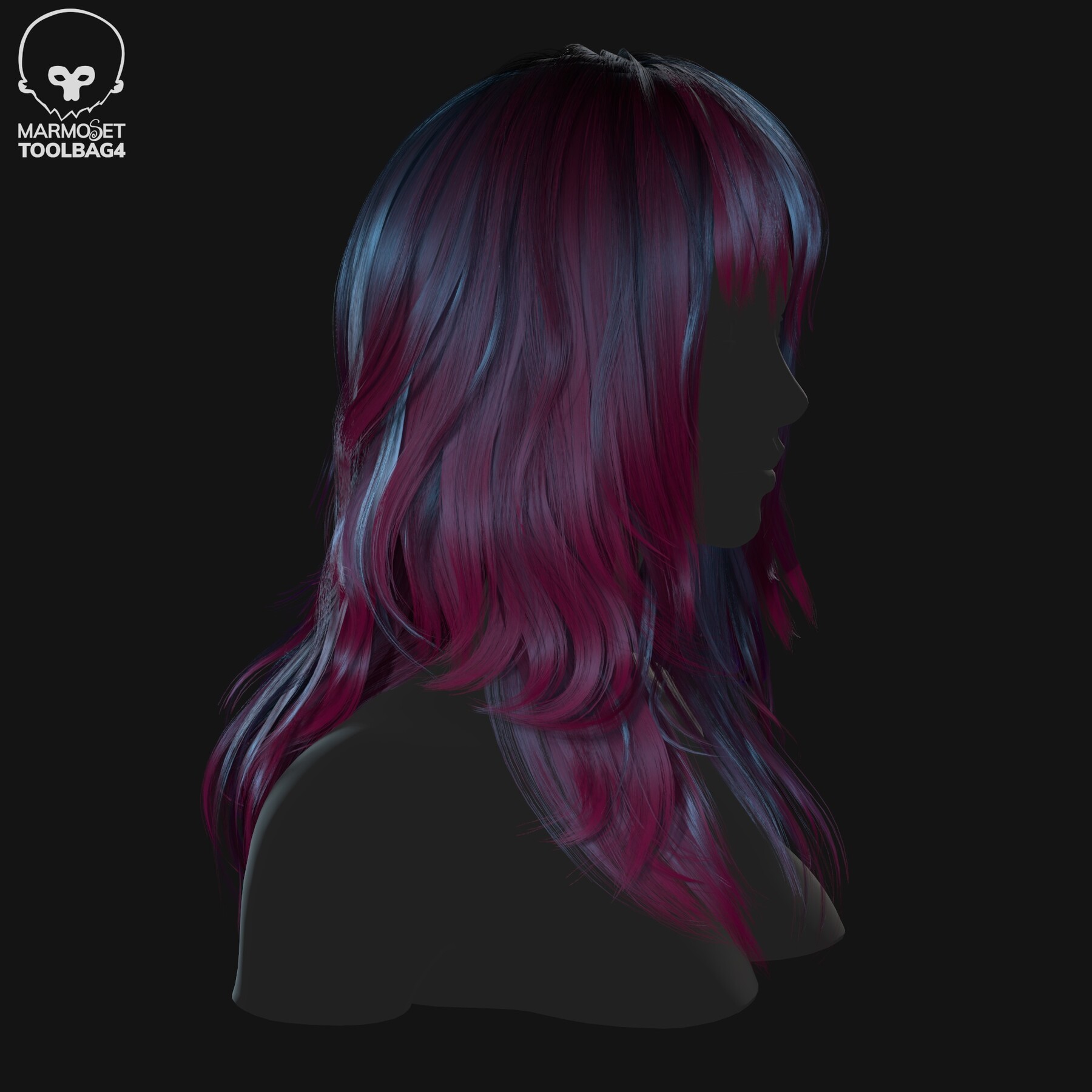 ArtStation - Game-ready Hairstyle long with fringe | Game Assets