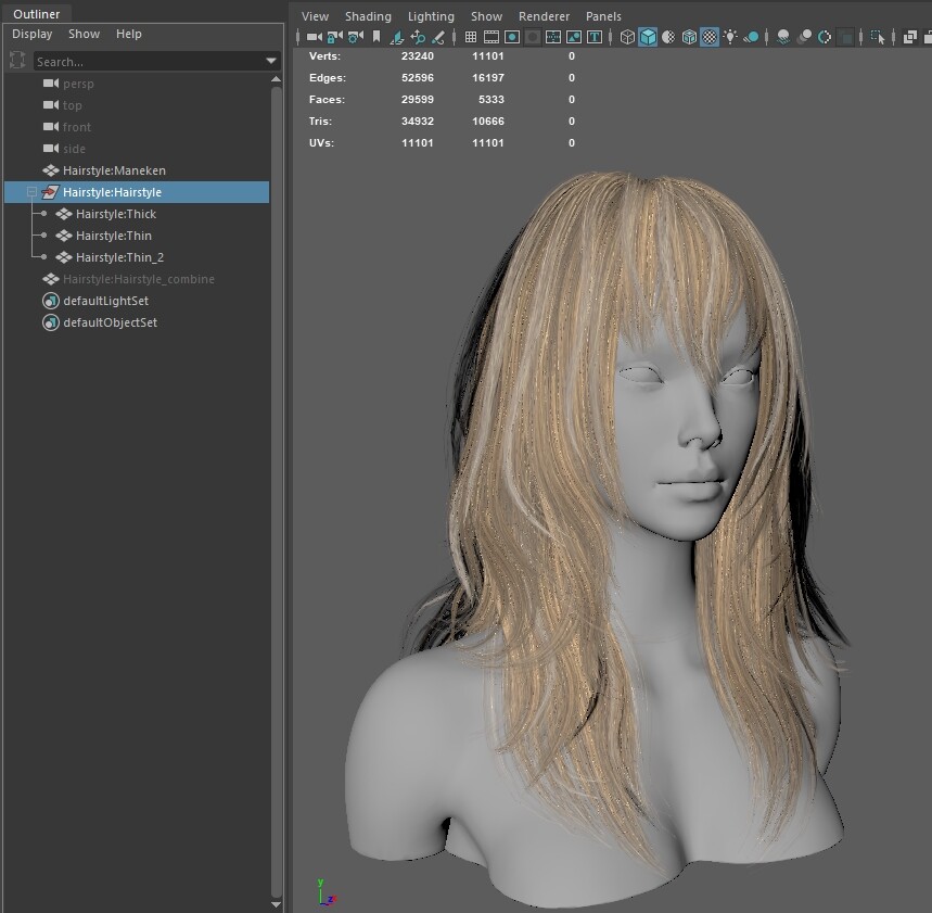 ArtStation - Game-ready Hairstyle long with fringe | Game Assets