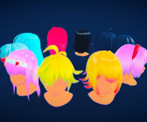 ArtStation - Hair Pack (10 models) | Game Assets