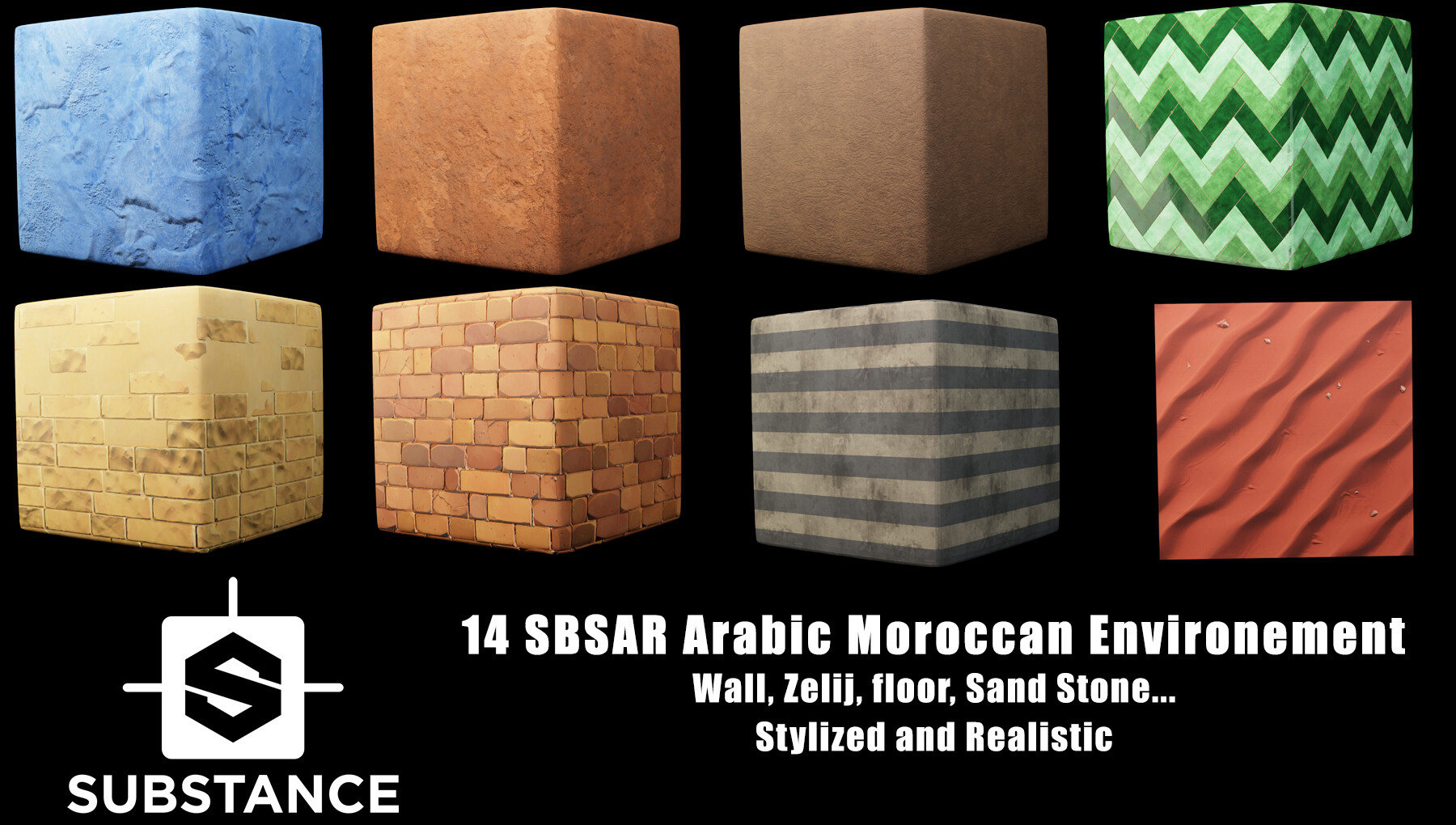 ArtStation - 14 SBSAR Files diferernt Realistic and Stylized Arabic ...