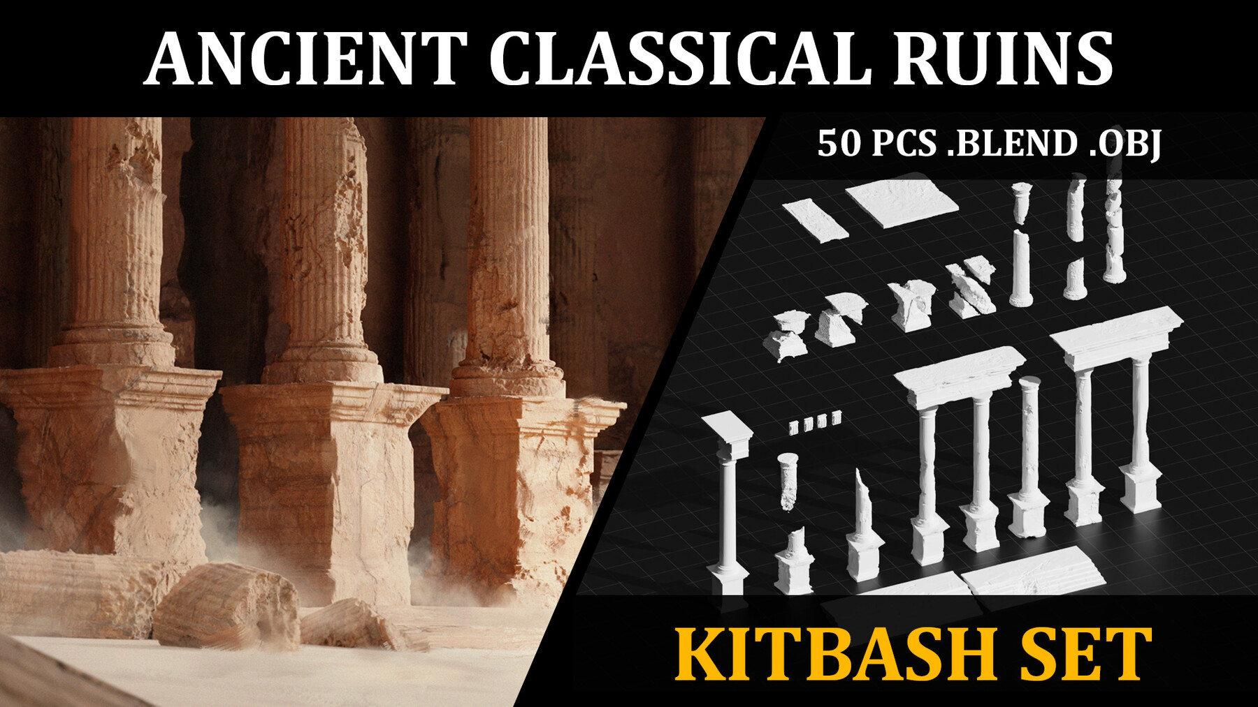 ArtStation - Ancient Classical Ruins Kitbash Set for concept art and ...
