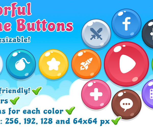 ArtStation - Colorful Game Buttons | Game Assets