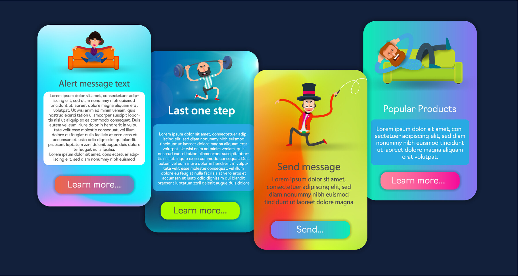 ArtStation - Color interface windows with cartoon characters | Artworks