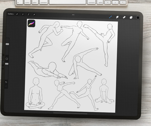 ArtStation - FREE Male and Female Body Poses Stamps for Procreate | Brushes