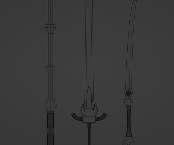 ArtStation - 3 BASE MESH SWORD GAME READY | Resources