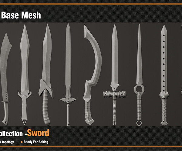 ArtStation - 50 Sword Base Mesh - VOL 05 ( Game Ready ) | Game Assets