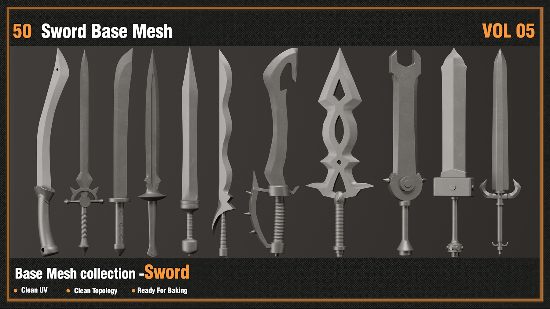 ArtStation - 50 Sword Base Mesh - VOL 05 ( Game Ready ) | Game Assets
