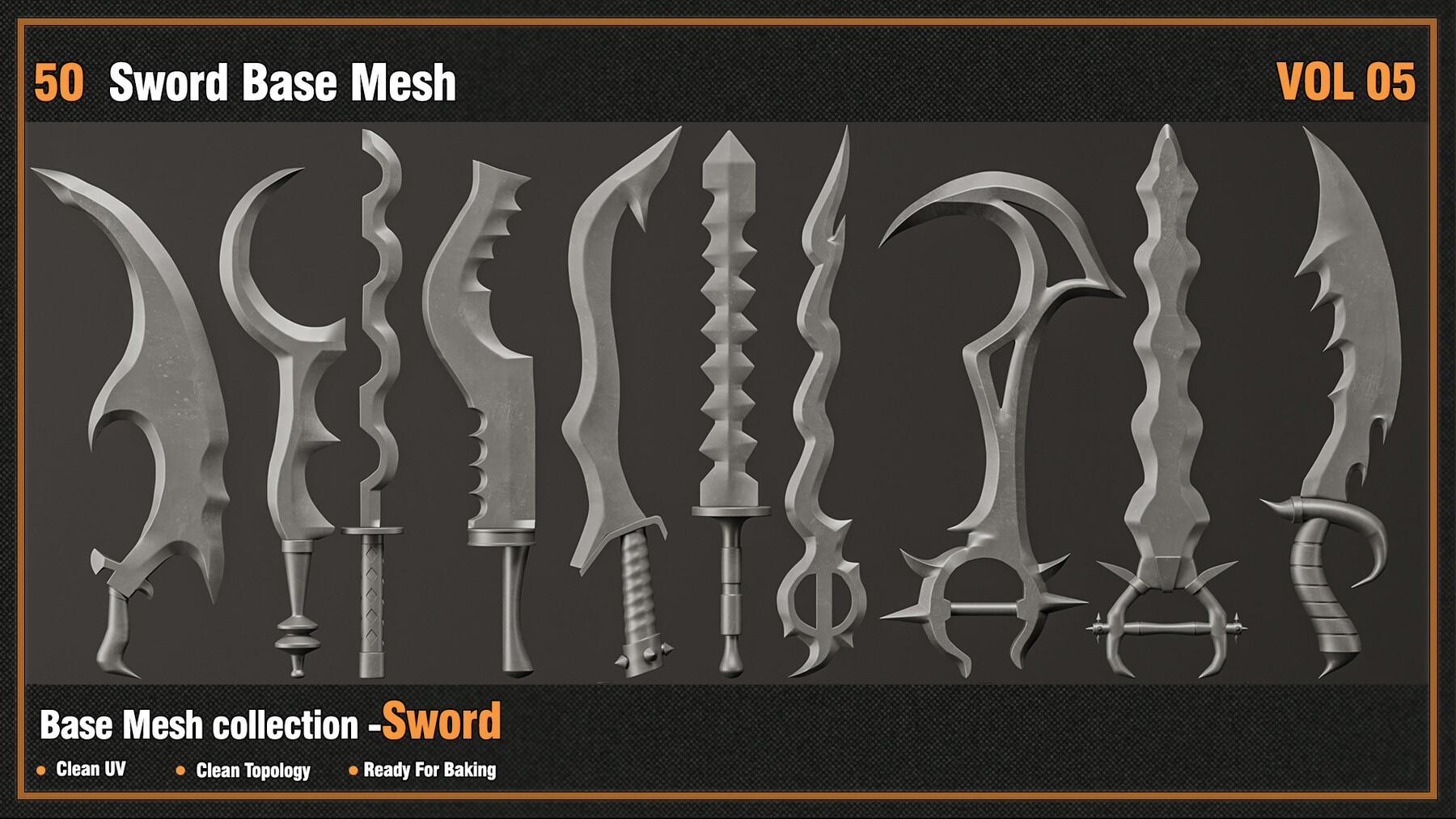 ArtStation - 50 Sword Base Mesh - VOL 05 ( Game Ready ) | Game Assets