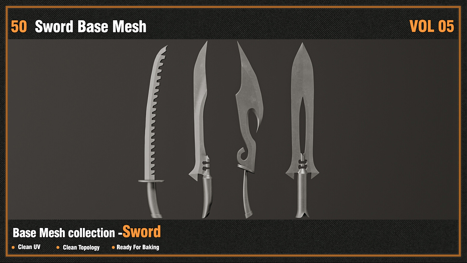 ArtStation - 50 Sword Base Mesh - VOL 05 ( Game Ready ) | Game Assets