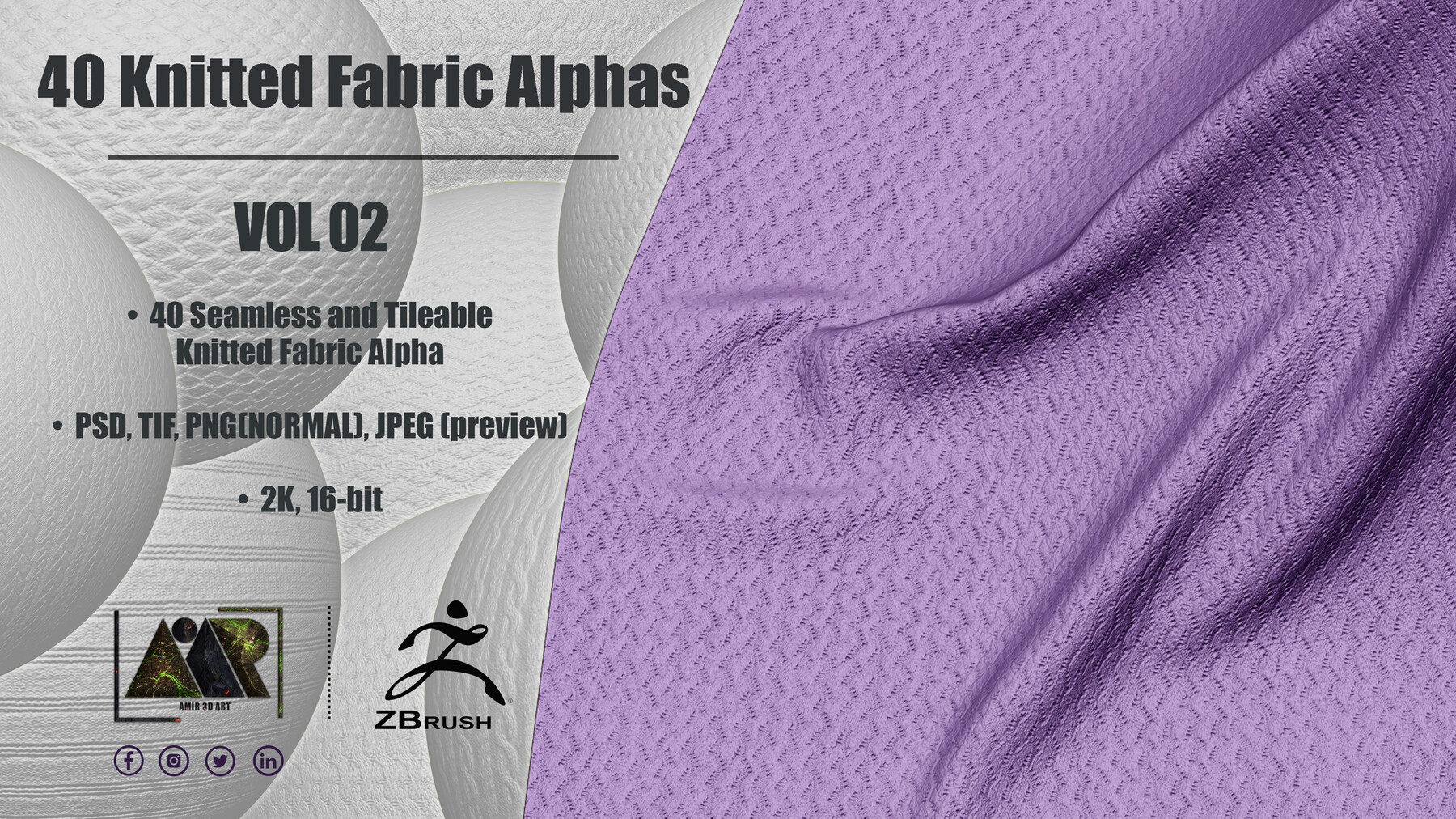 ArtStation - 40 Knitted Fabric Alphas (Seamless and Tileable - Vol 02 ...