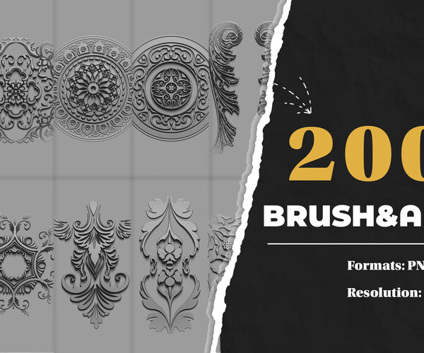 ArtStation - 2000 High Quality Ornament Brushes & Alphas (4K) vol.1 ...