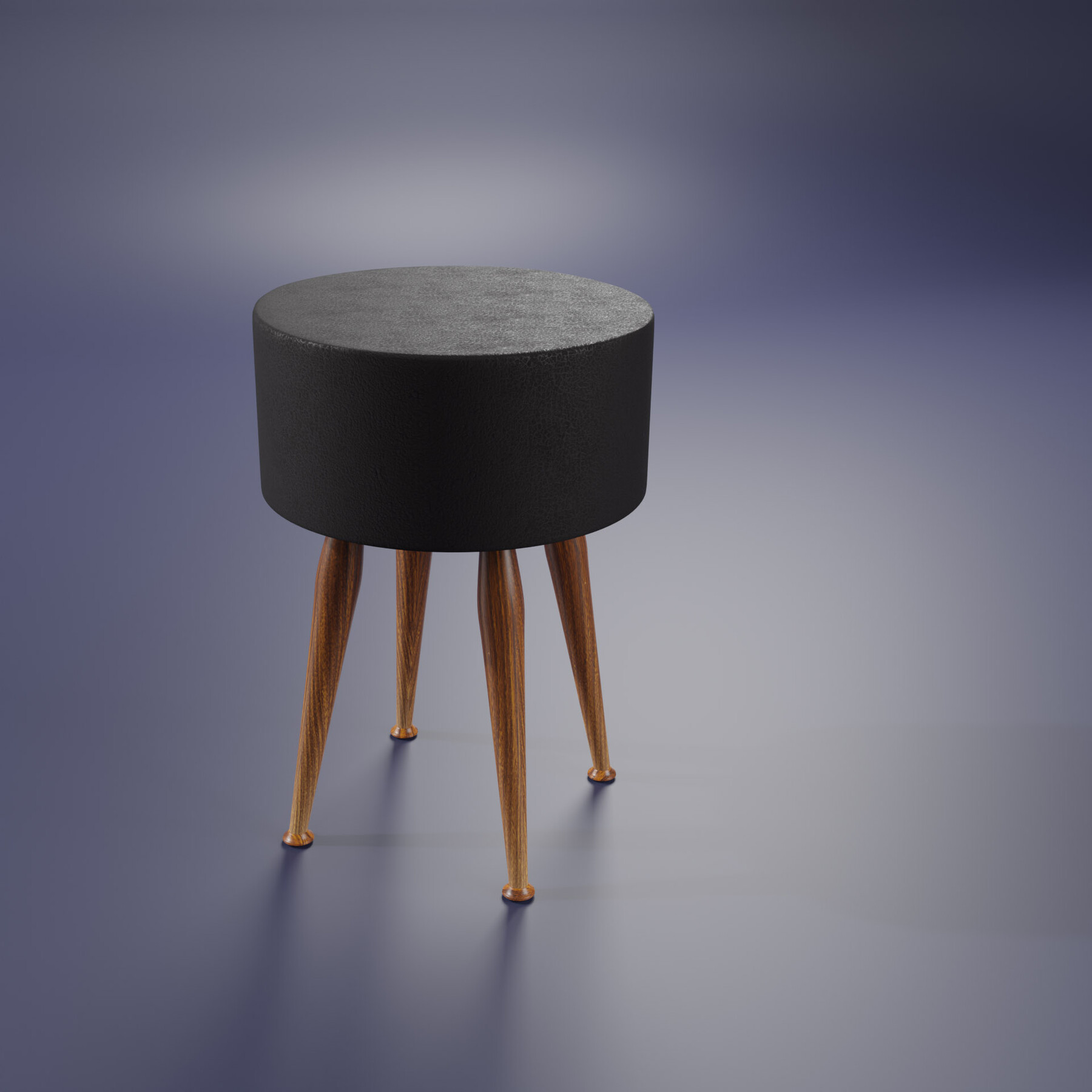 ArtStation - Stool - Realistic wood-leather Stool-Chair - 3D model ...