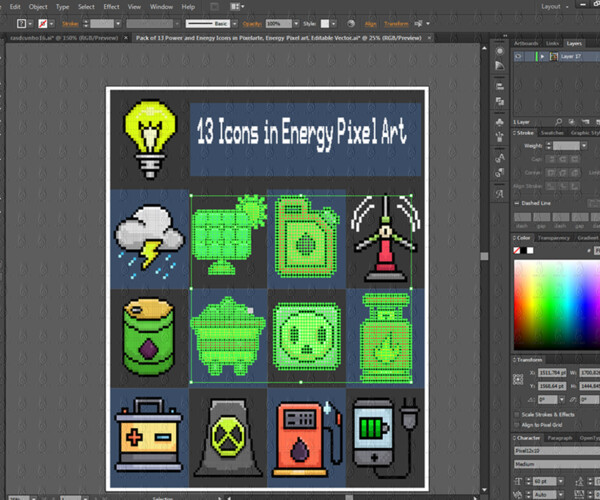 ArtStation - Pack of 13 Power and Energy Icons in Pixelarte, Energy ...