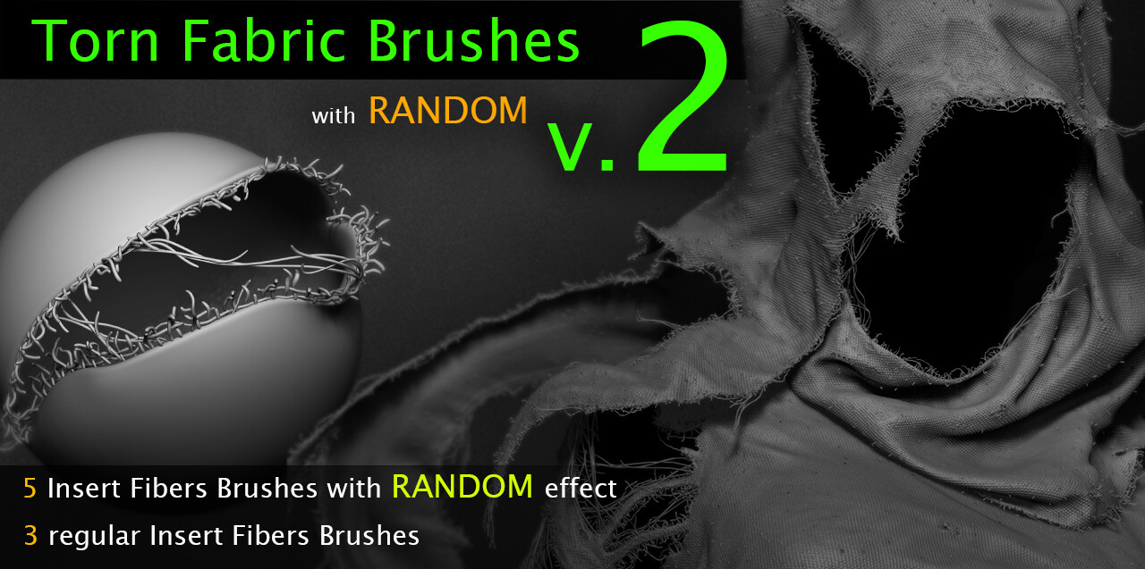 ArtStation - Torn Fabric v2 (with raondom options) | Brushes