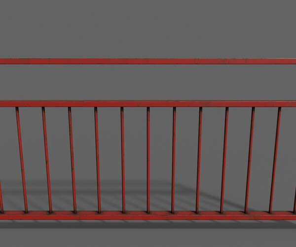 ArtStation - PBR Pedestrian Guard Rail (Red) Ver.3 | Game Assets
