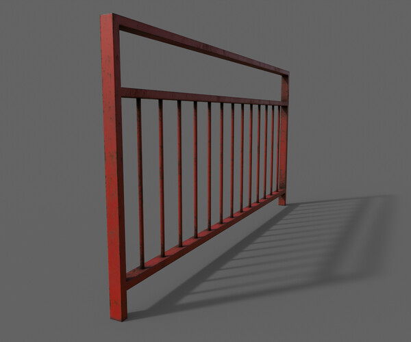 ArtStation - PBR Pedestrian Guard Rail (Red) Ver.3 | Game Assets