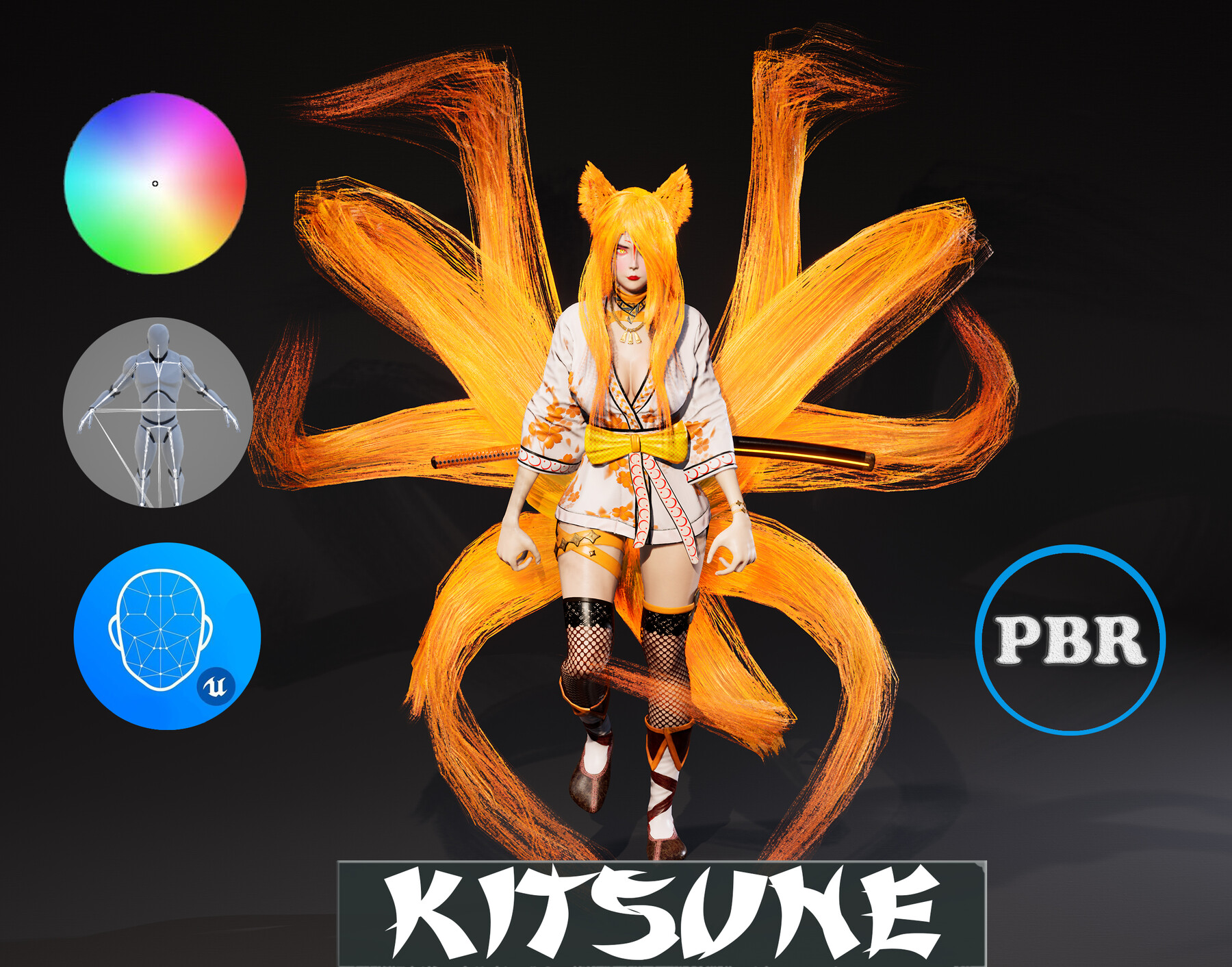 ArtStation - Kitsune Game Ready Low Poly Low-poly 3D model | Game Assets