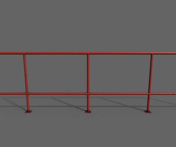 ArtStation - PBR Pedestrian Guard Rail (Red) Ver.5 | Game Assets