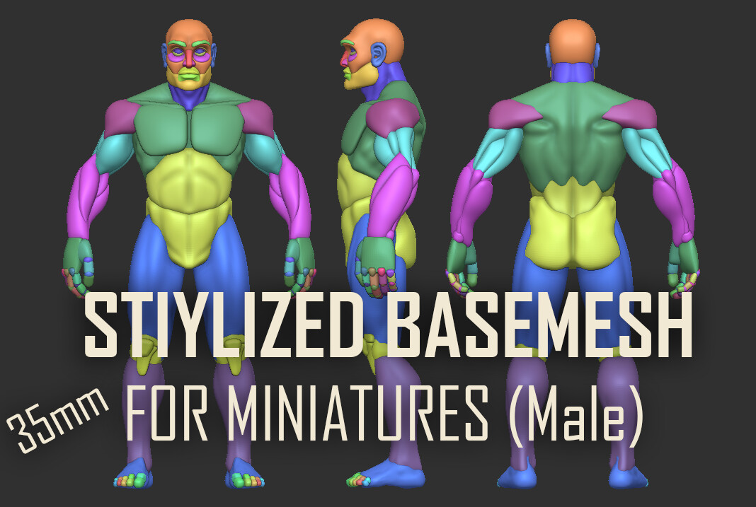 ArtStation - STIYLIZED BASEMESH FOR 35mm MINIATURES (Male) | Resources