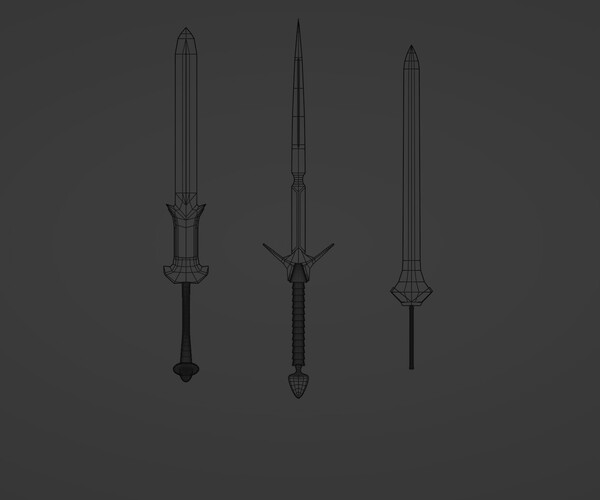 ArtStation - 3 sword base mesh game ready | Resources