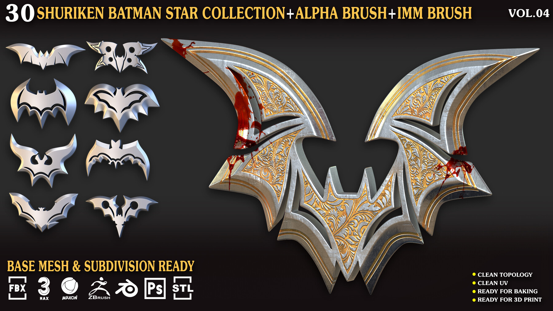 ArtStation - 30 Shuriken_Batman_Star_Collection_Vol_04_(UV / IMM /Alpha ...
