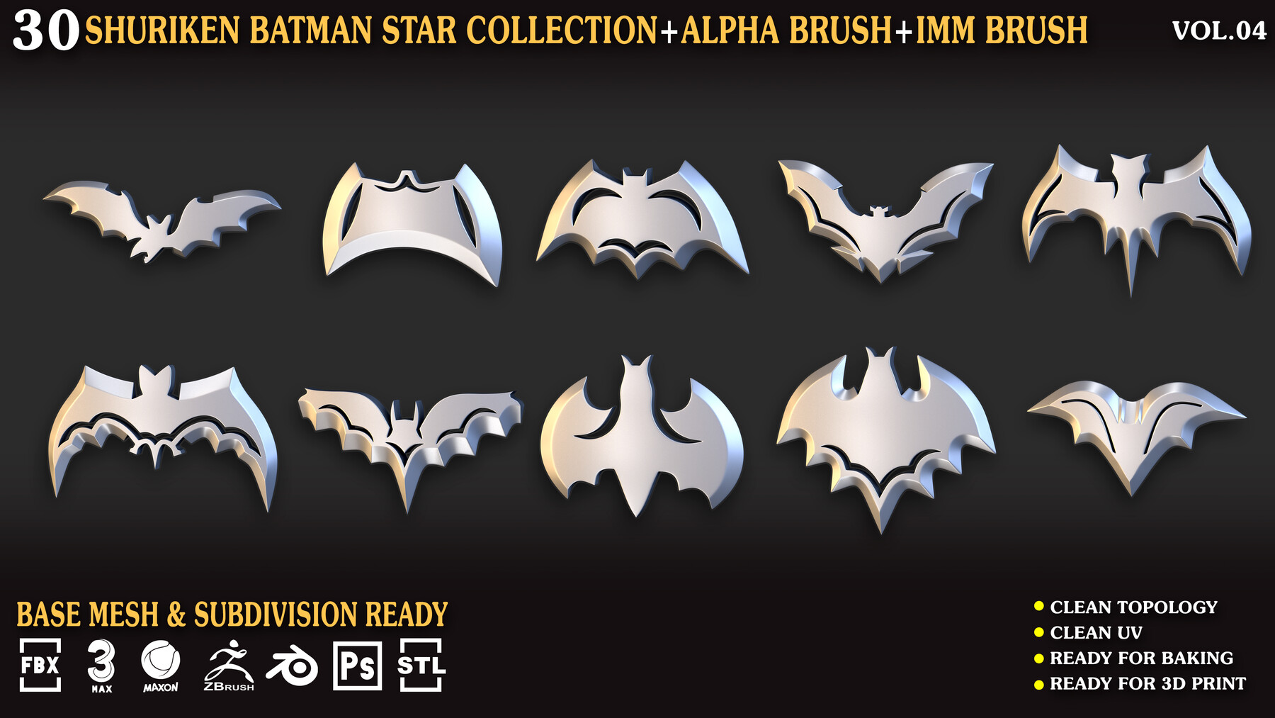 ArtStation - 30 Shuriken_Batman_Star_Collection_Vol_04_(UV / IMM /Alpha ...