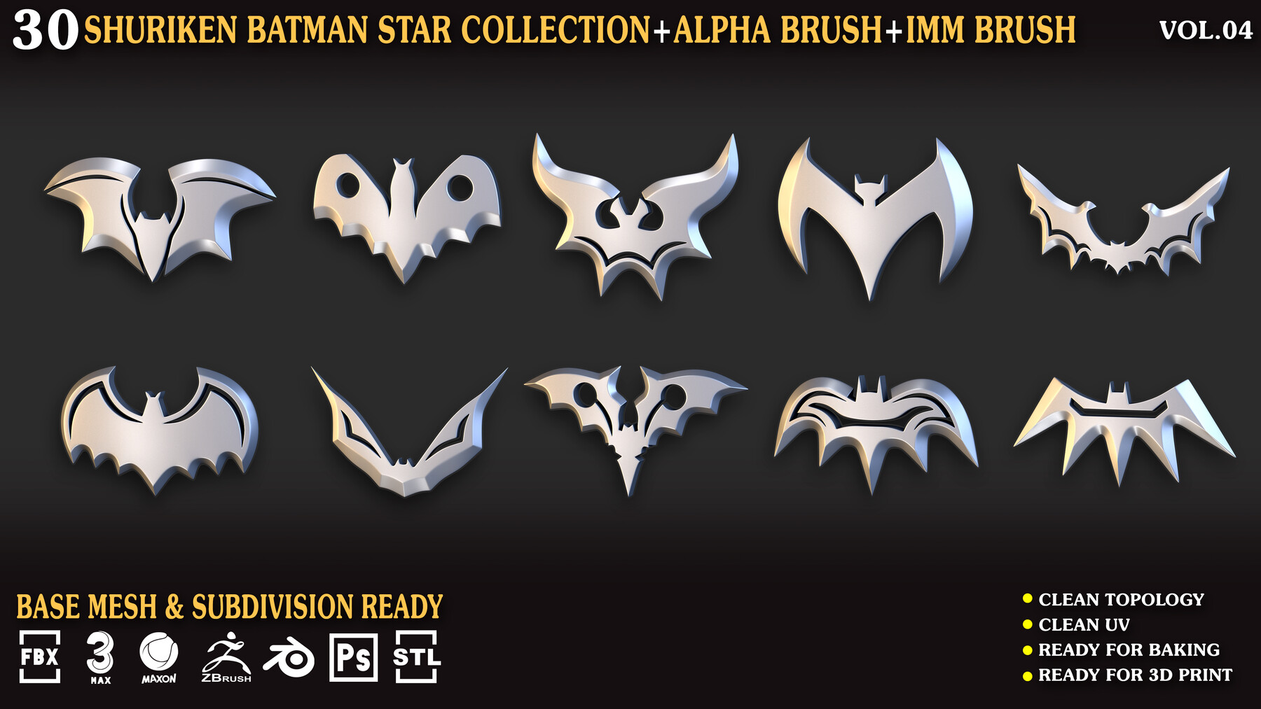 ArtStation - 30 Shuriken_Batman_Star_Collection_Vol_04_(UV / IMM /Alpha ...