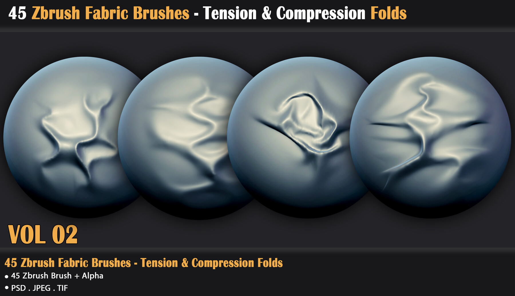 ArtStation - 45 Zbrush Fabric Brushes - Tension & Compression Folds ...