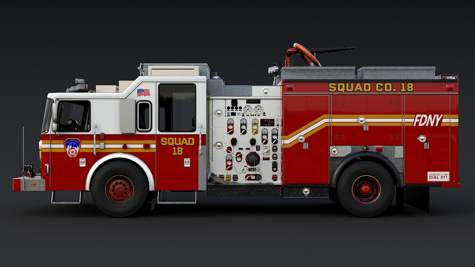 ArtStation - Fire Truck FDNY Squad with Interior | Game Assets