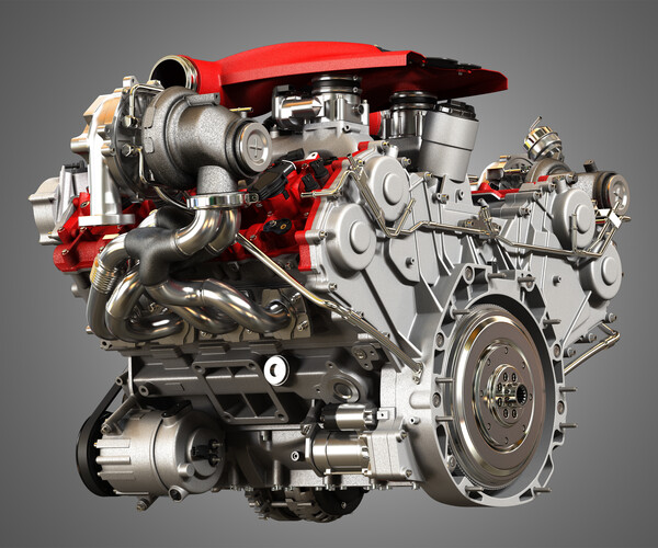 ArtStation - F8 Tributo Engine - V8 Twin Turbo Engine | Resources