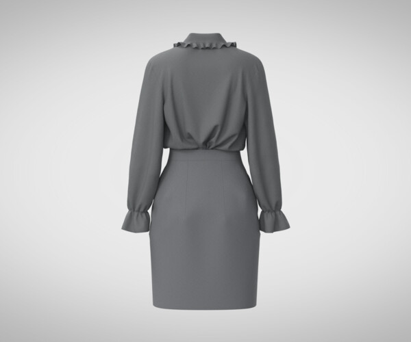 ArtStation - Ruffled Bell-Sleeve Blouse, Marvelous Designer, Clo3D +fbx ...