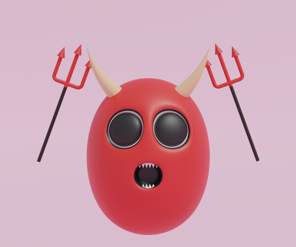 ArtStation - Cartoon Cute Devil and Devil Trident 3D Model | Resources