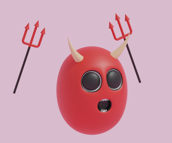 ArtStation - Cartoon Cute Devil and Devil Trident 3D Model | Resources