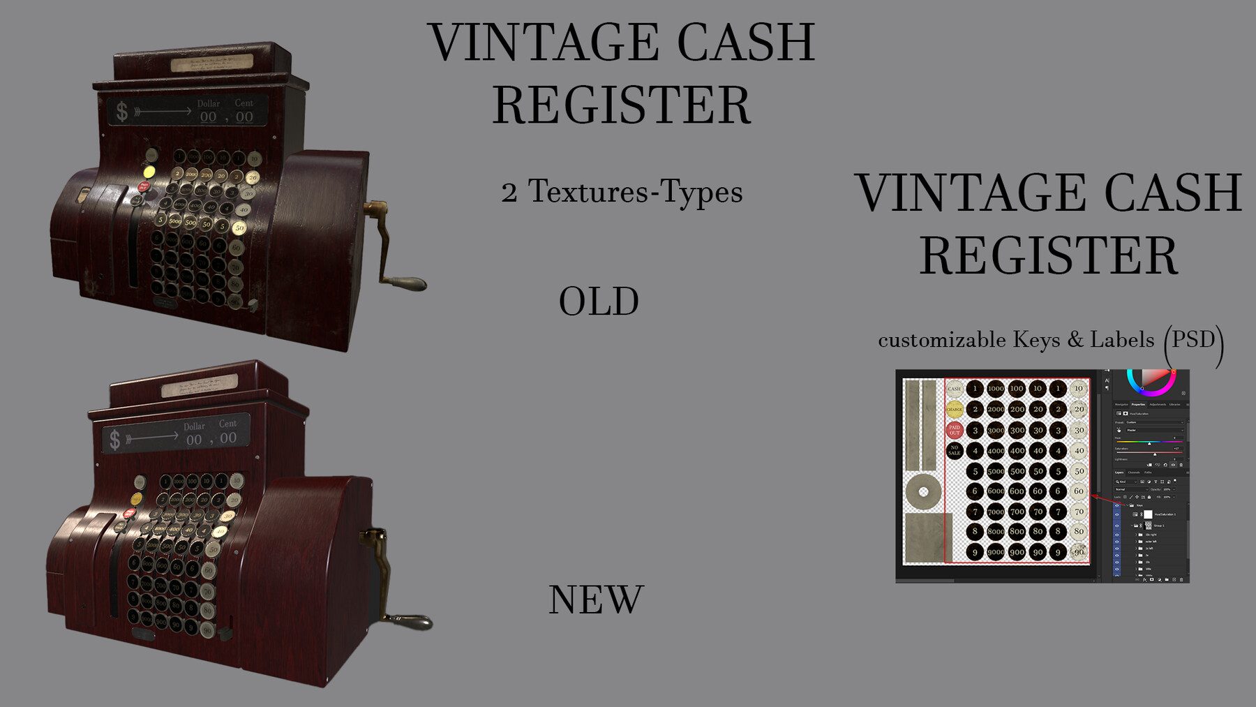 ArtStation - Vintage Cash Register, [customizable Keys/Labels, Game ...
