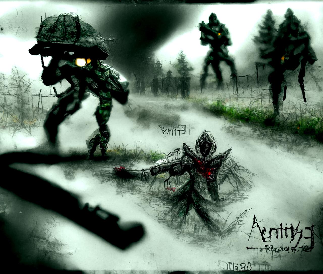 ArtStation - Entity 51 Surrounded by a Army of robots | Artworks