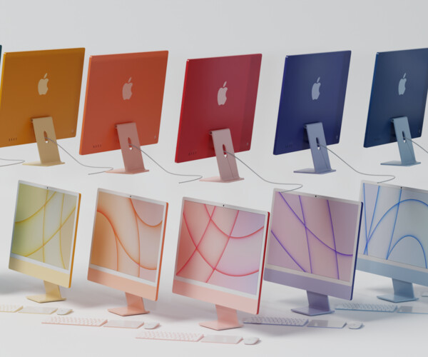 ArtStation - Apple imac 2021 with keyboard, mouse and trackpad all ...