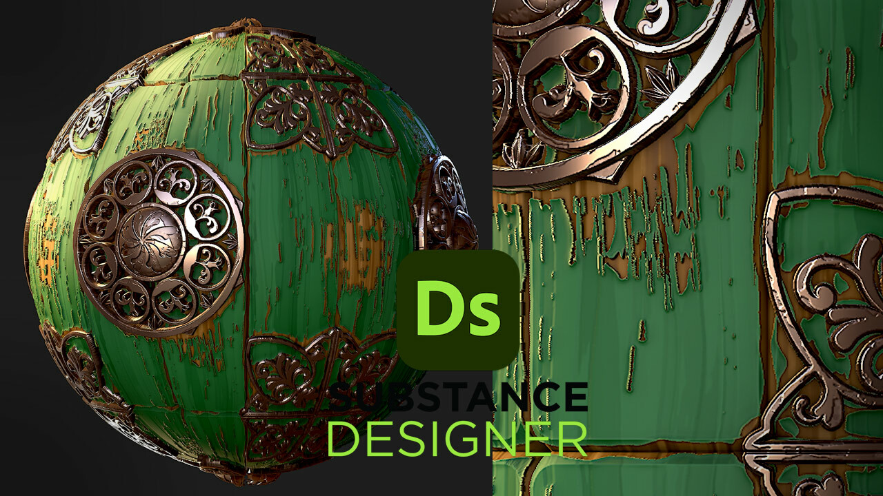 ArtStation - Stylized Painted Wood with Ornaments - Substance 3D ...