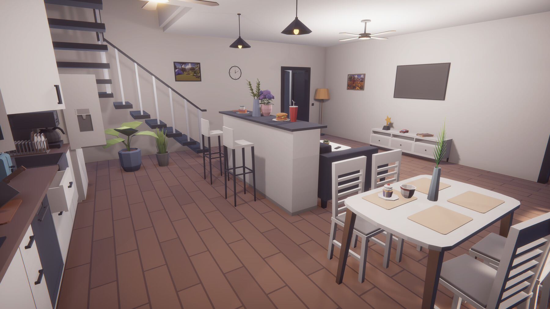 ArtStation - Low Poly House Interior and Exterior - Asset for Unity 3D ...