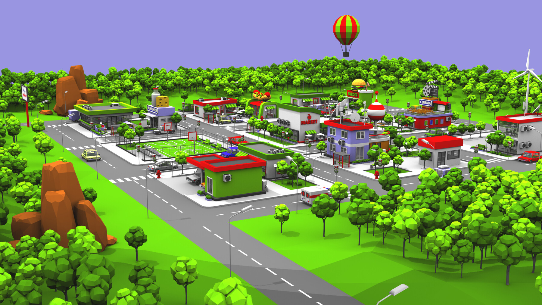 ArtStation - Cartoon Low Poly City | Resources